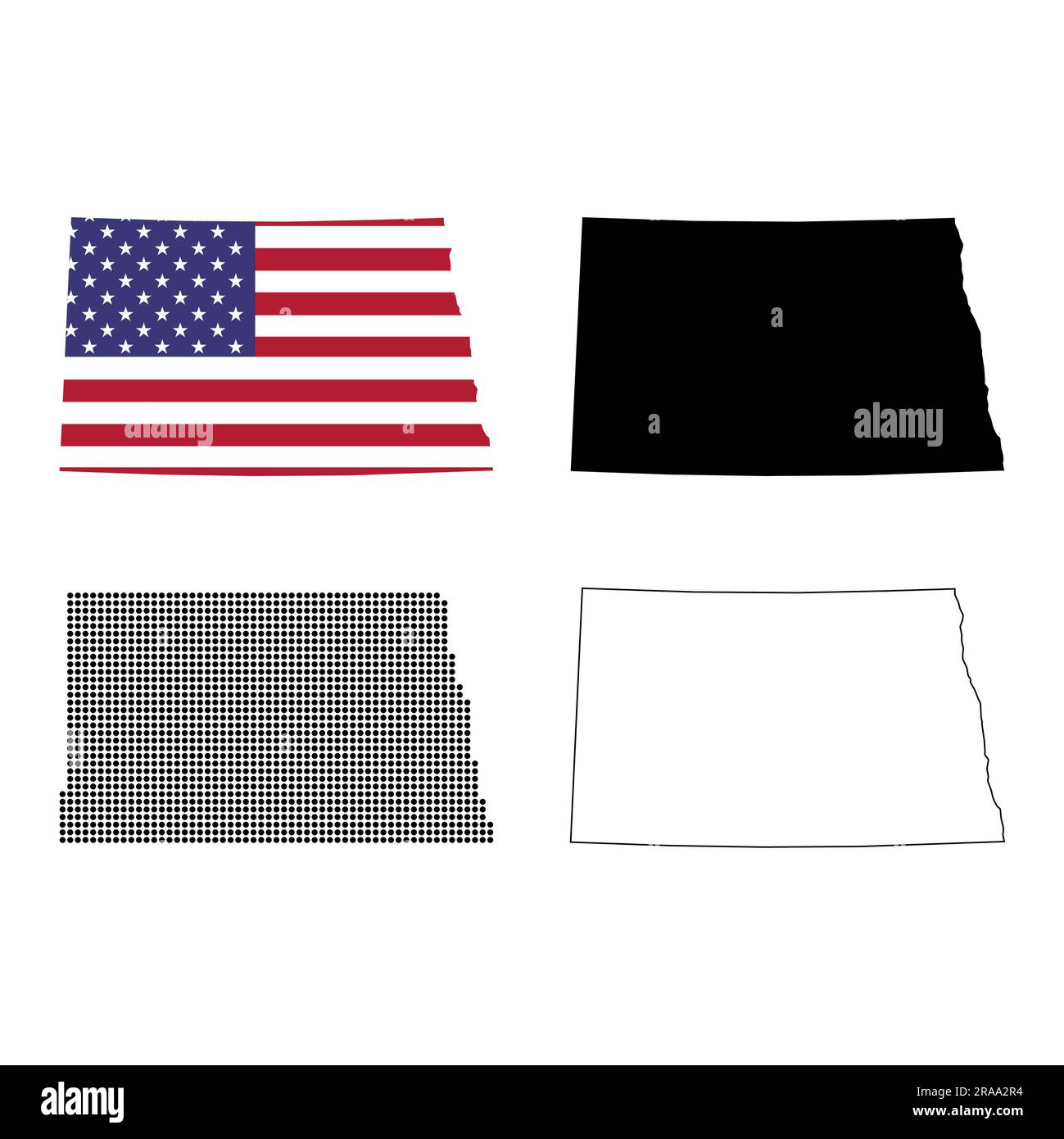 Set of North Dakota map, united states of america. Flat concept icon ...