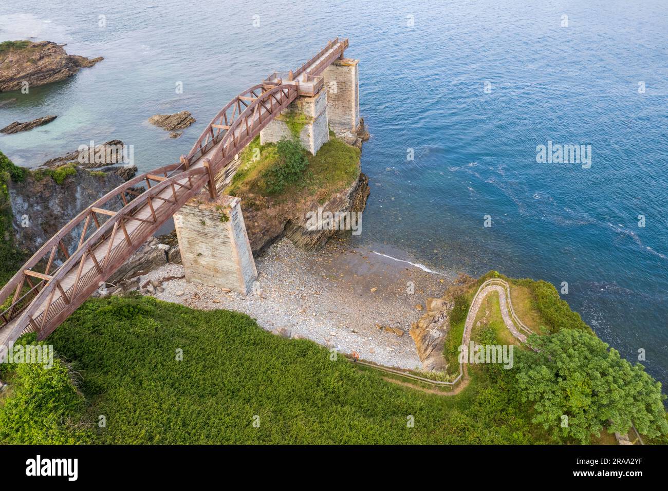 Aerial view of bridge in Ribadeo on north of Spain Stock Photo - Alamy