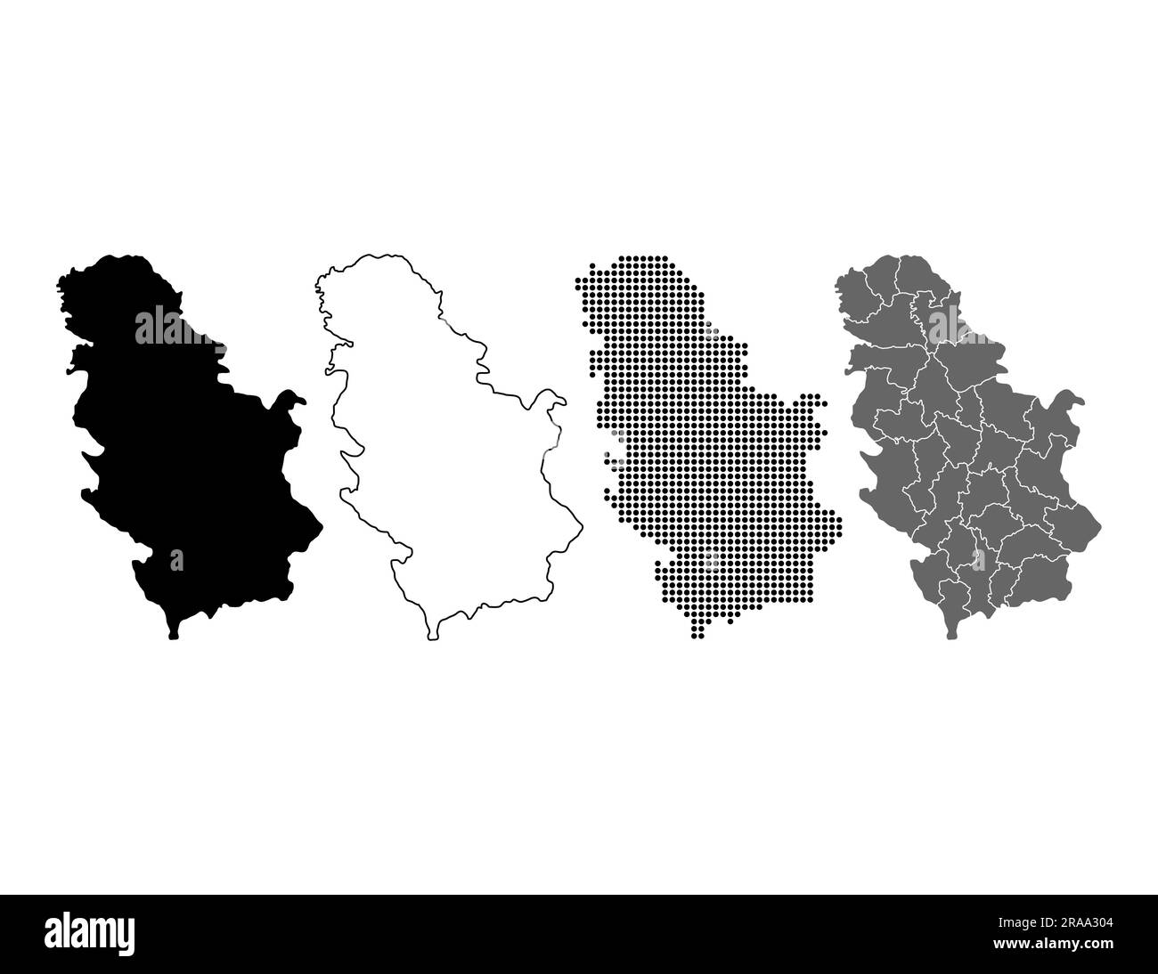 Set of Serbia map icon, geography blank concept, isolated graphic ...