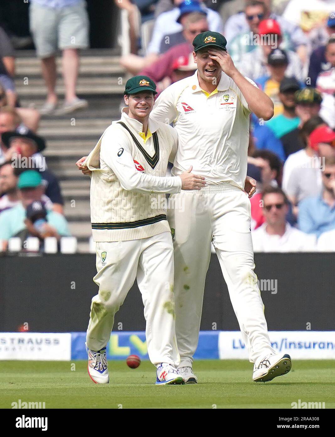 Australia's Cameron Green (right) celebrates catching the ball of ...