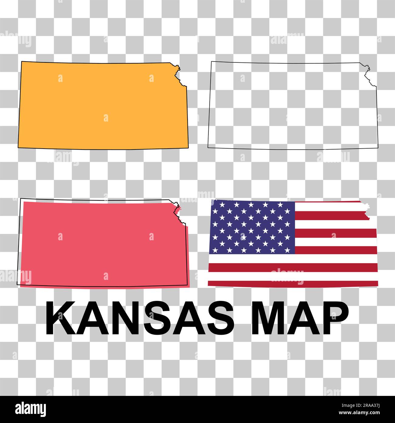 Set of Kansas map, united states of america. Flat concept icon vector ...