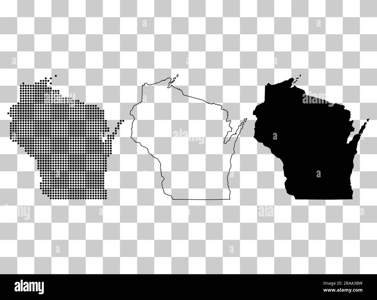 Set of Wisconsin map shape, united states of america. Flat concept icon ...