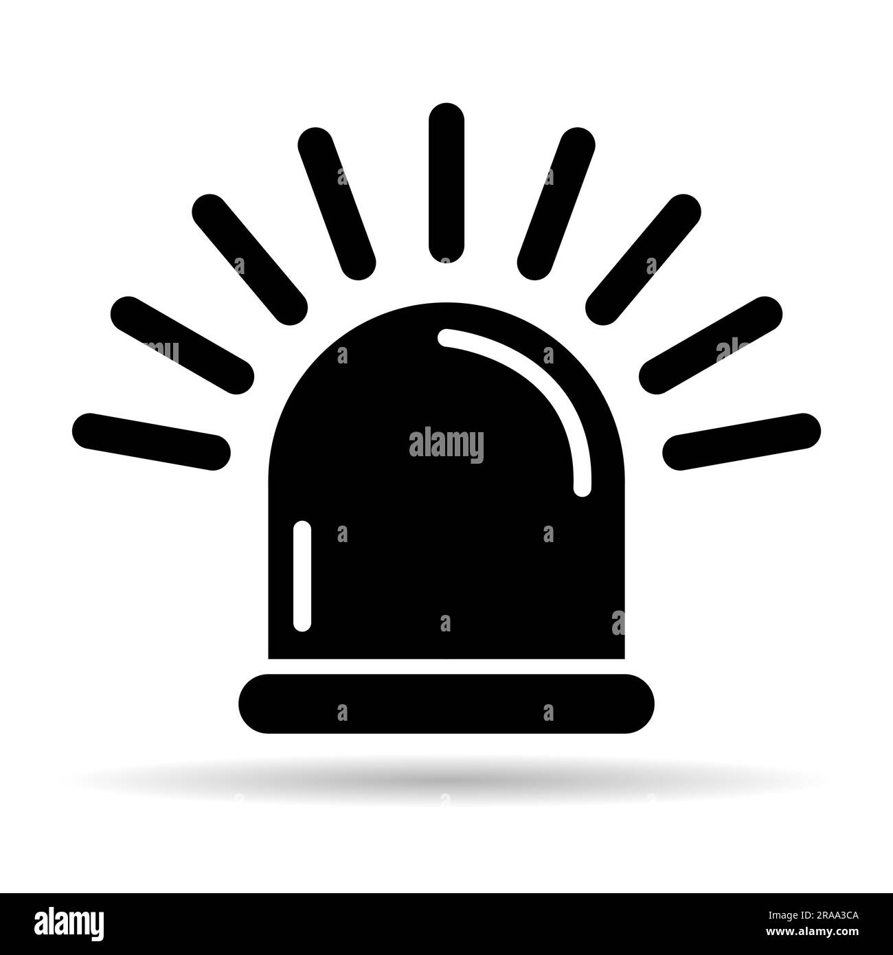 Siren fire alarm shadow sign, signal danger light symbol, ambulance ...