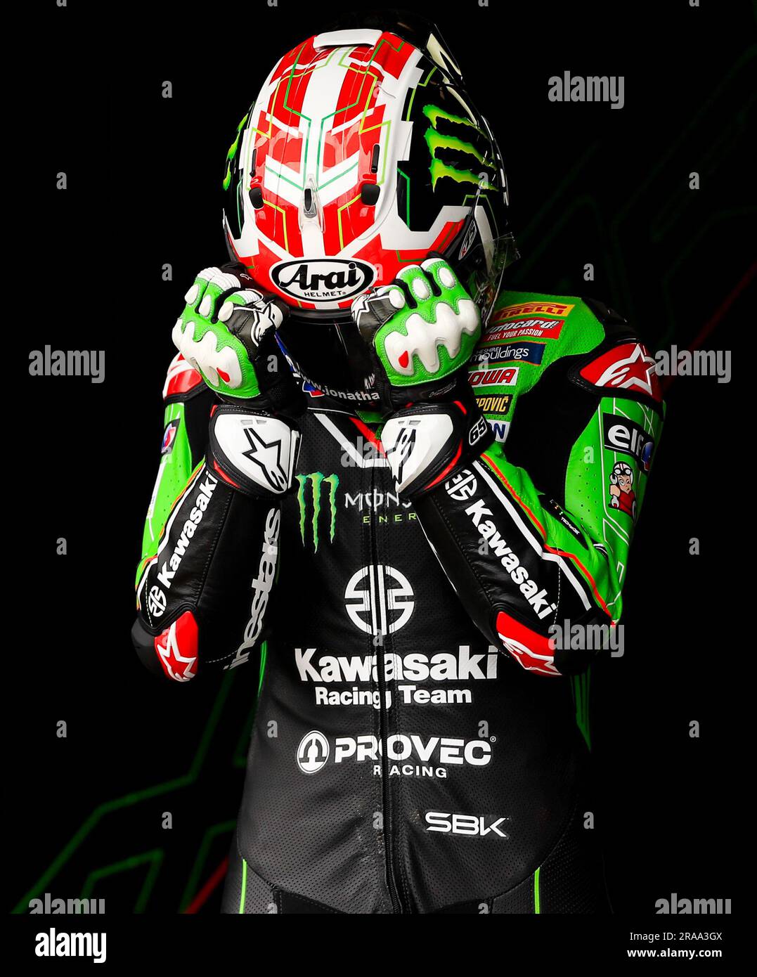 Kawasaki Racing rider Johnathan Rea leaves his garage ahead of the ...