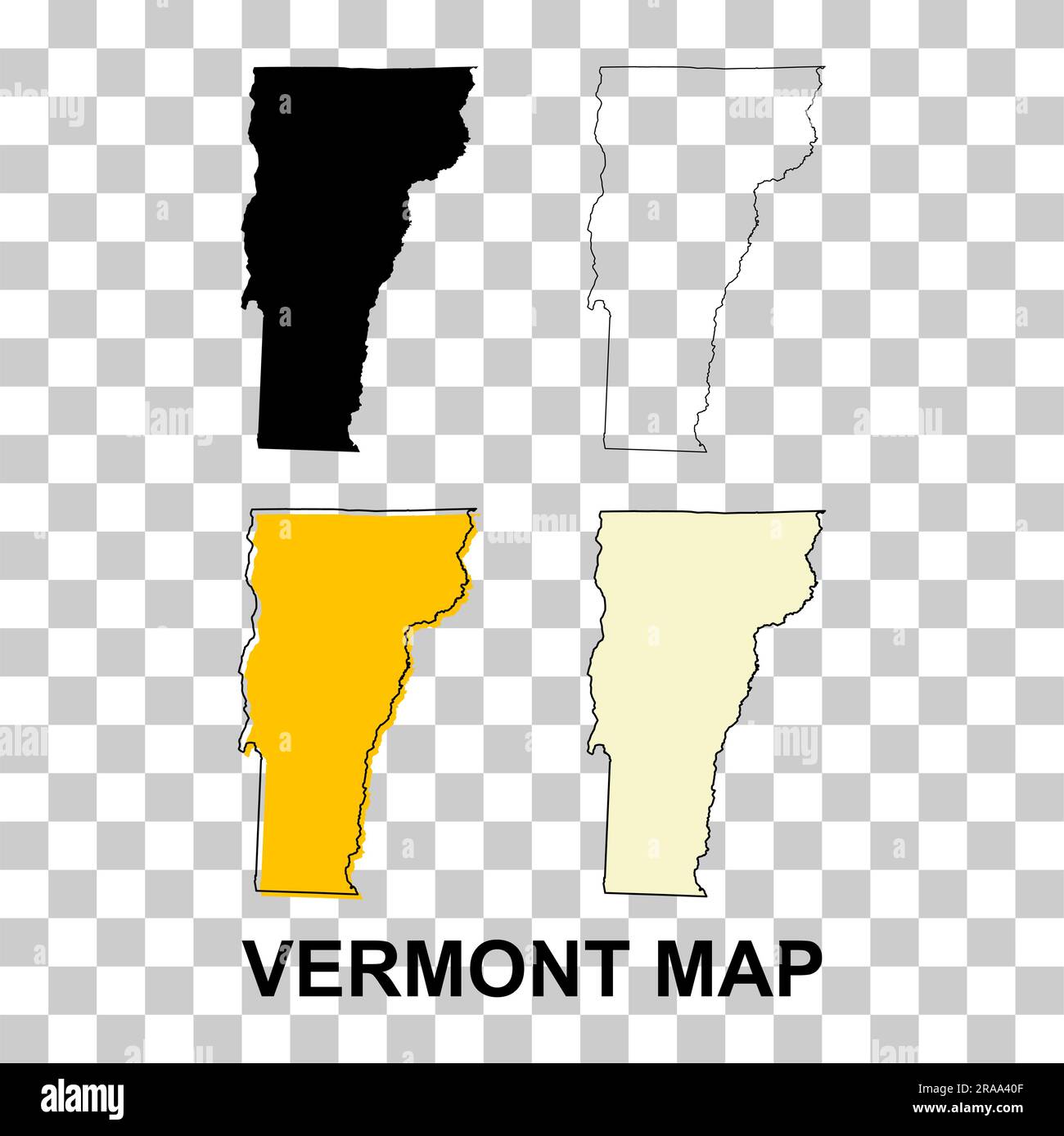 Set of Vermont map shape, united states of america. Flat concept vector ...