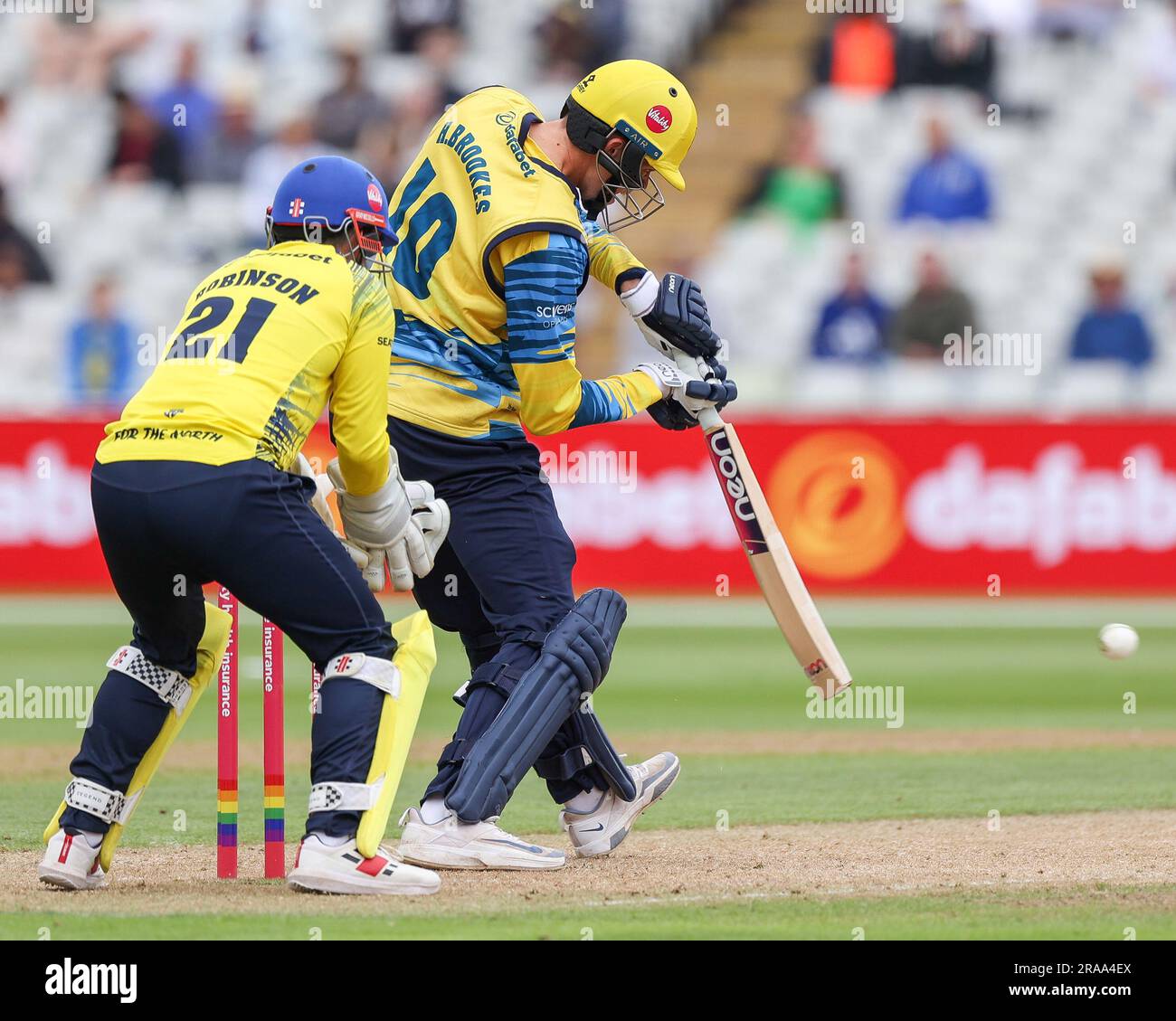 Birmingham, UK. 02nd July, 2023. Bears' Henry Brookes faces an early ...