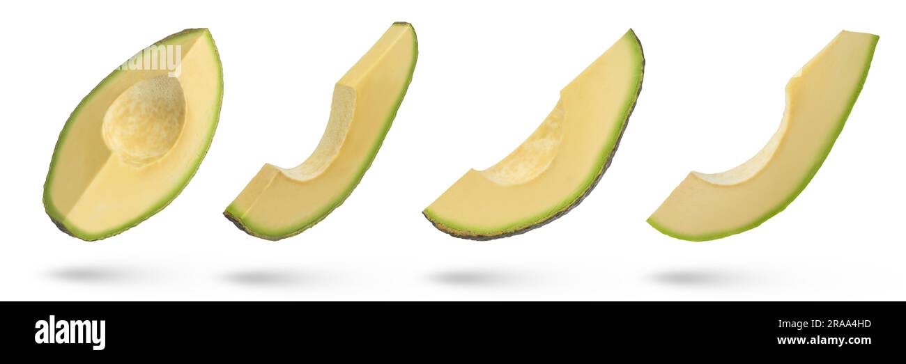 Avocado slices on a white isolated background. Avocado slices of ...