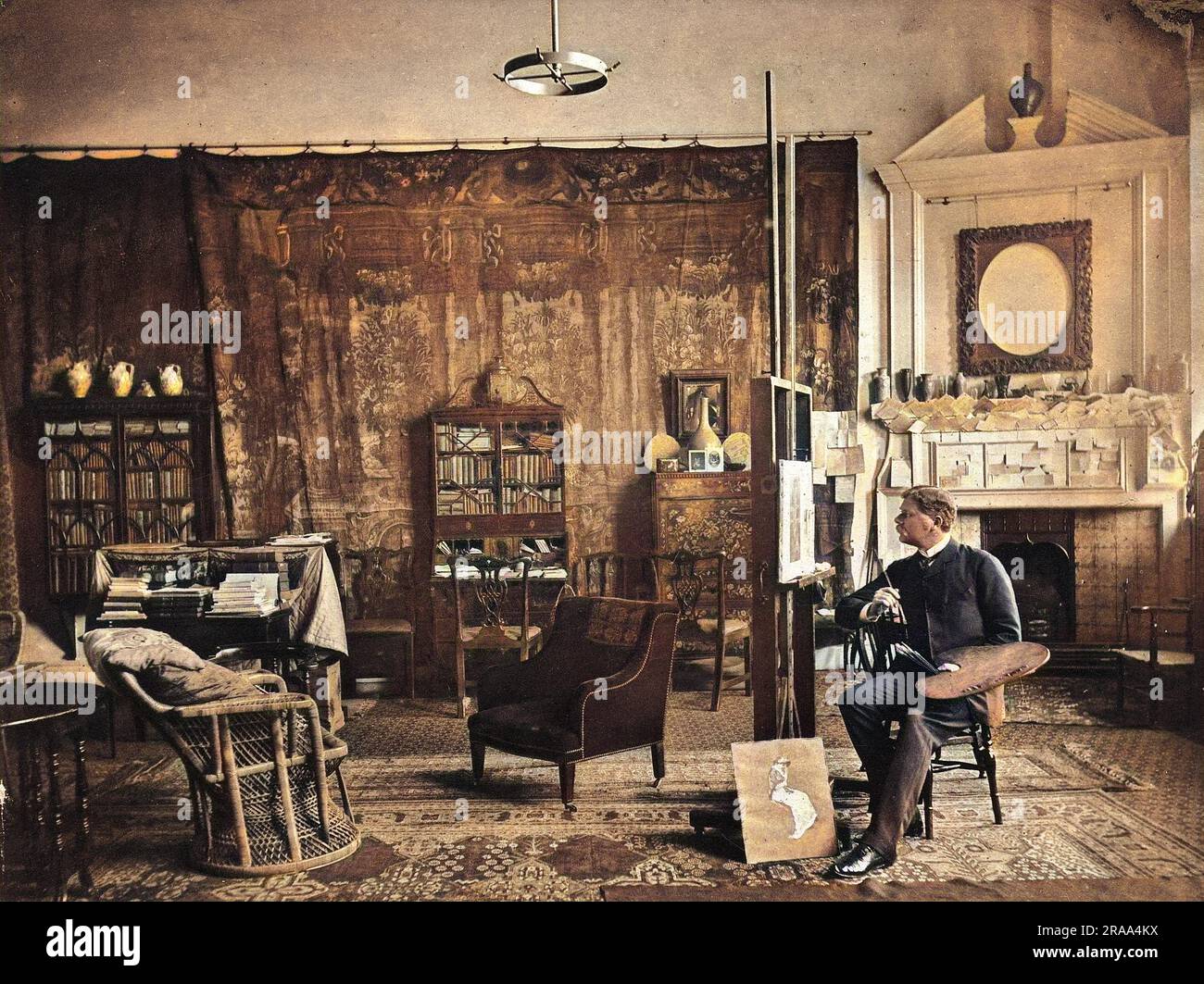 MARCUS STONE (1840 - 1921), artist, photographed in his studio Stock ...