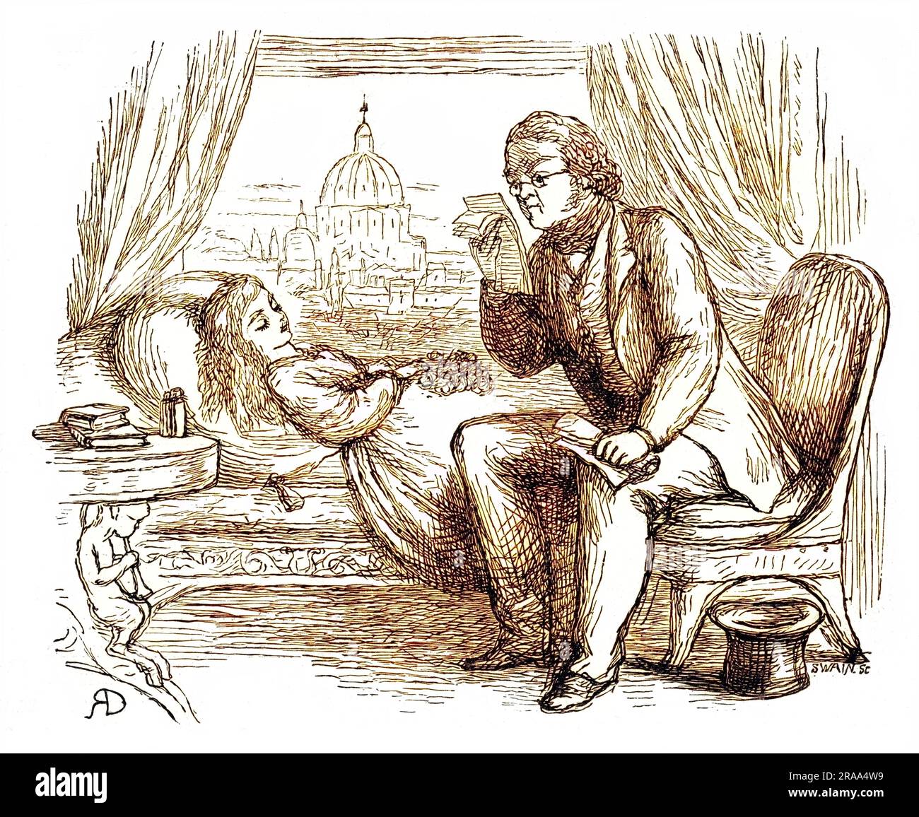 WILLIAM MAKEPEACE THACKERAY (1811 - 1863), depicted reading 'The Rose ...