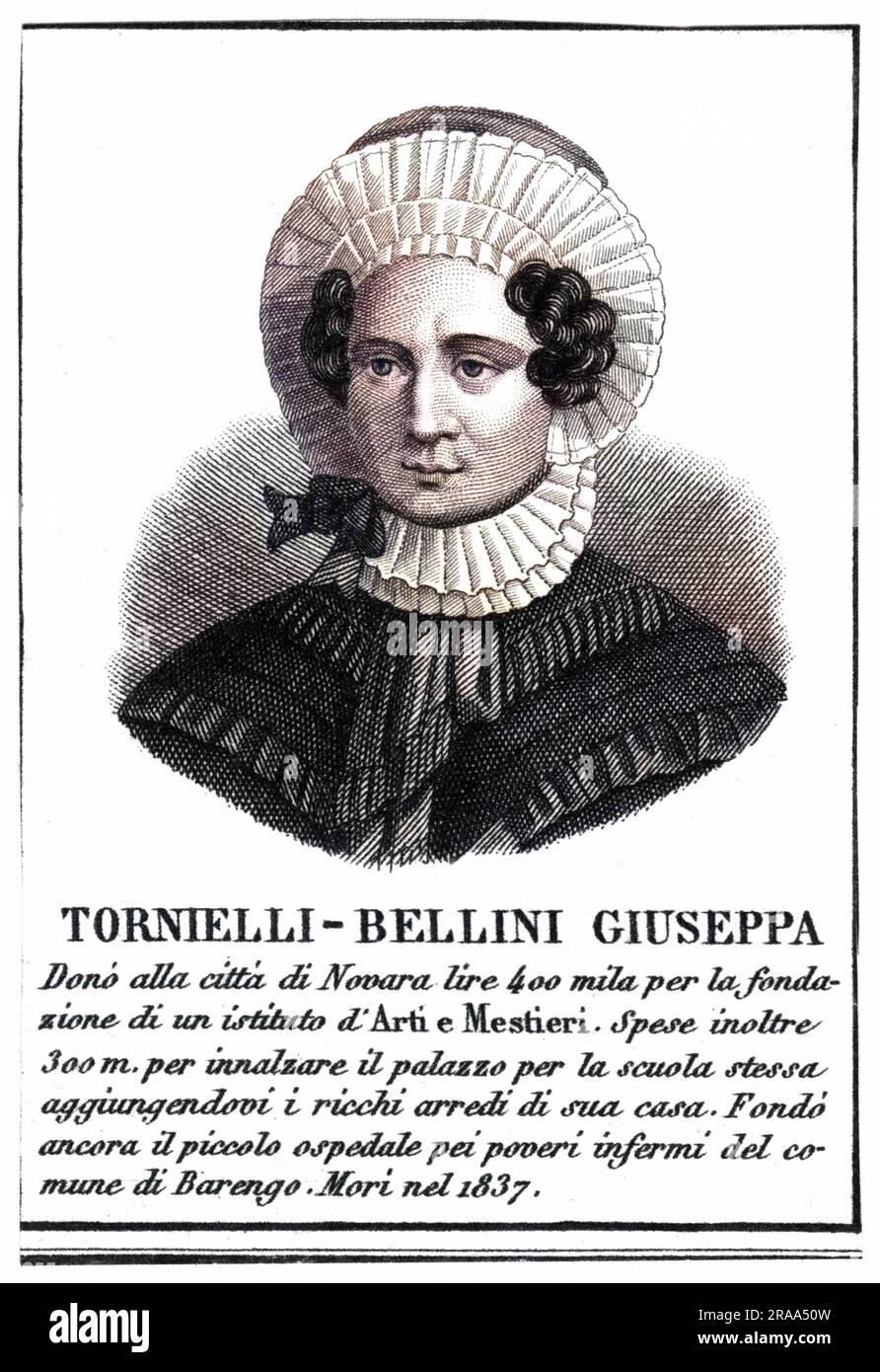 GIUSEPPA TORNIELLI-BELLINI Italian benefactress Date: ? - 1837 Stock ...