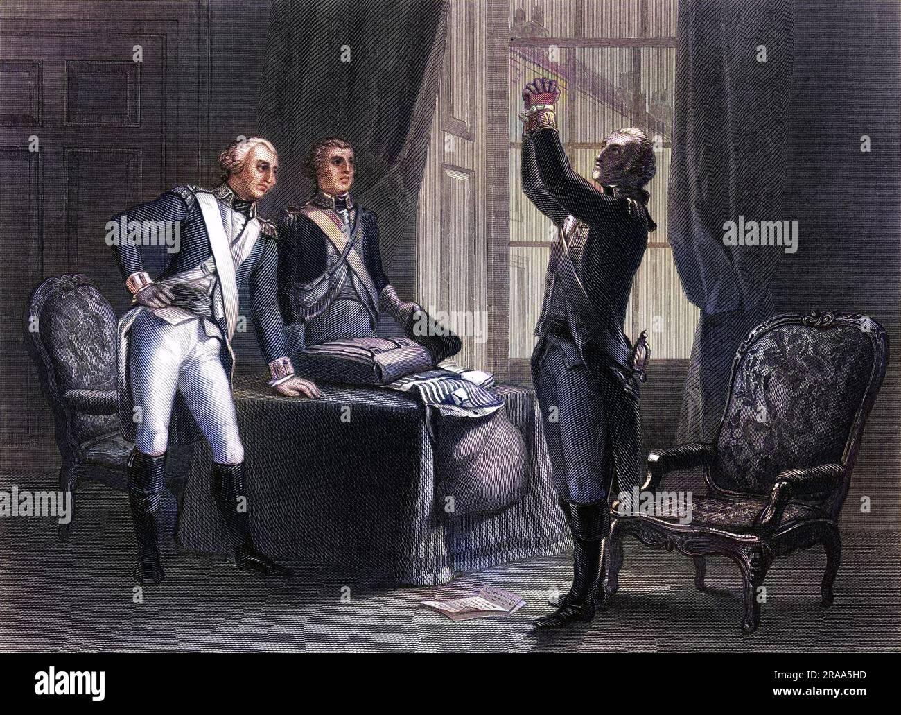 General George Washington reading a dispatch during the American War of ...