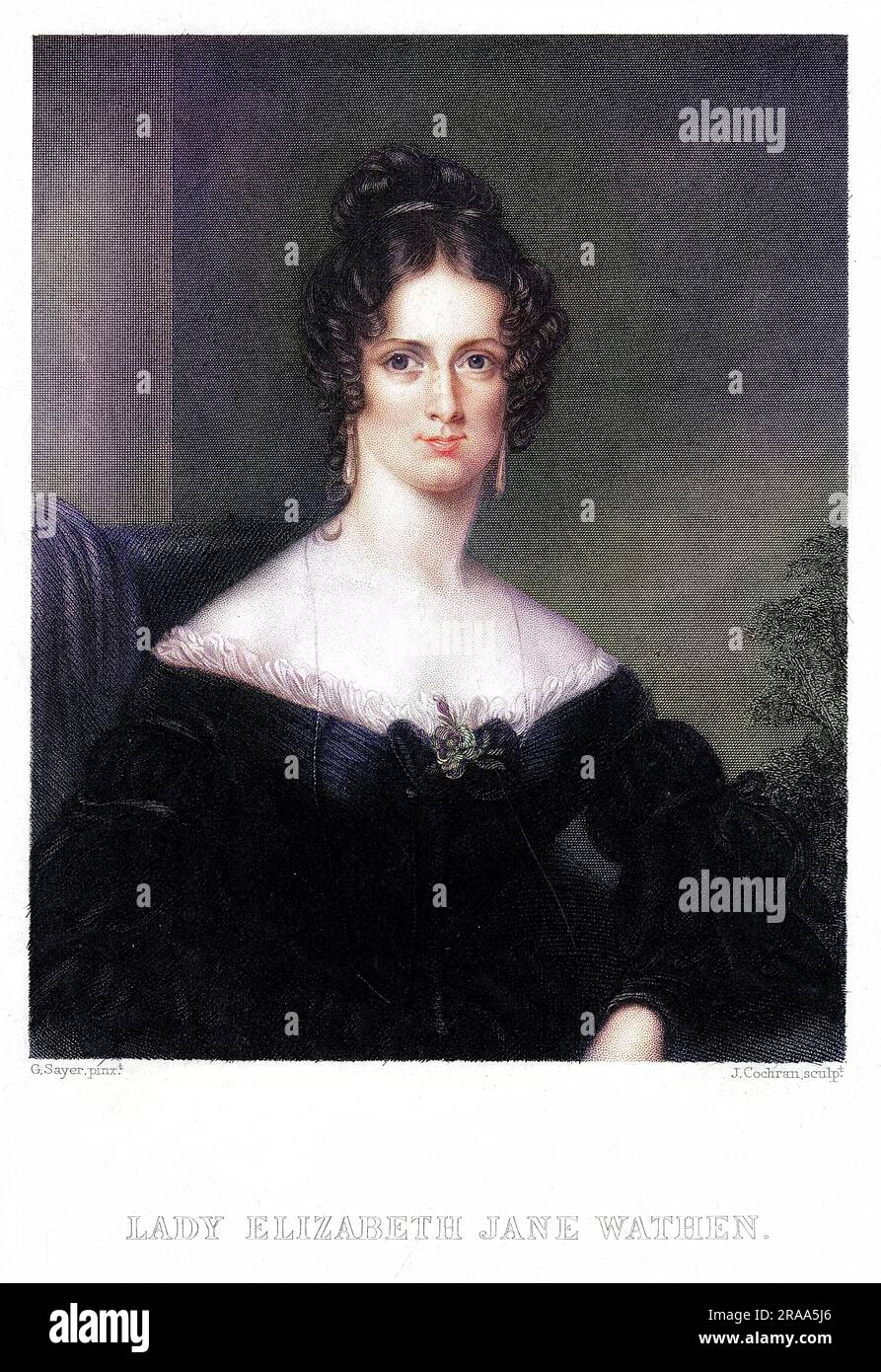 ELIZABETH JANE lady WATHEN (nee Leslie) daughter of the earl of Rothes ...