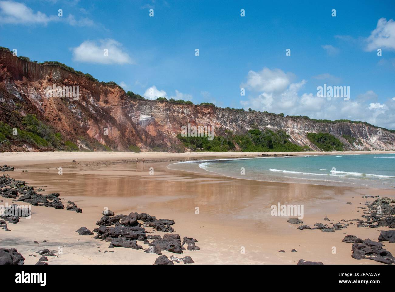 View of Tabatinga Beach with its colorful cliffs in Paraiba, Brazil ...