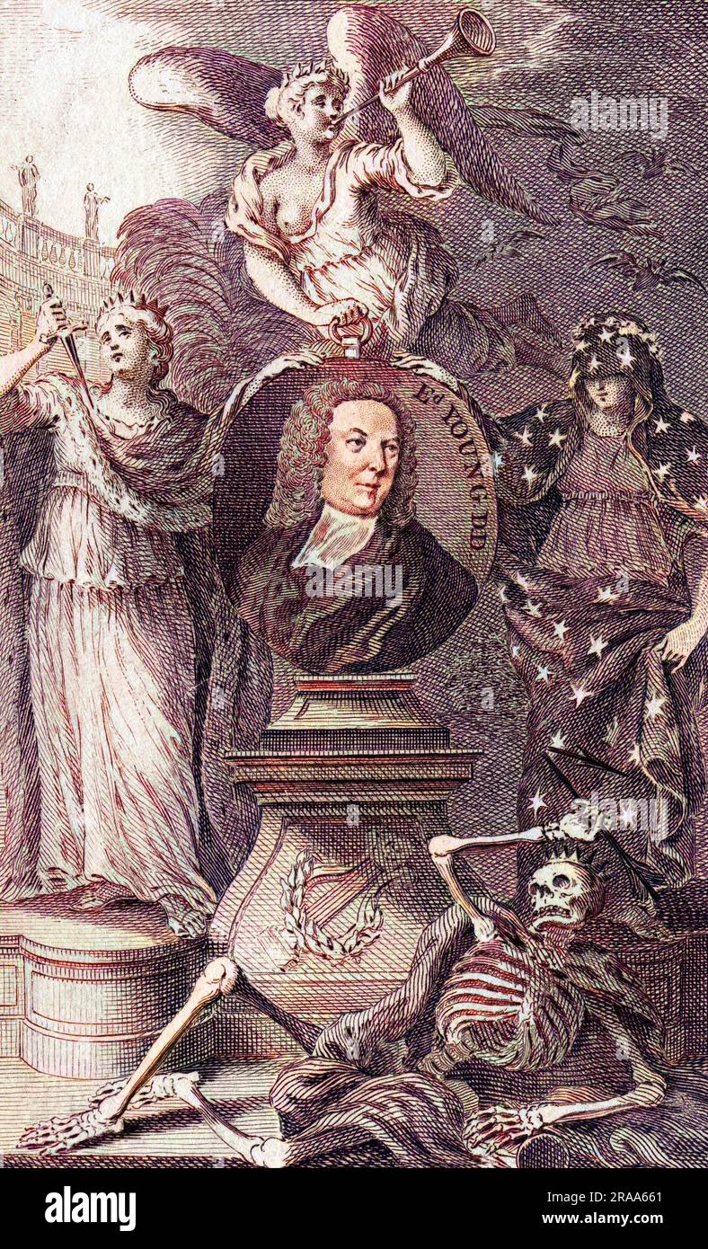 EDWARD YOUNG the author of 'Night Thoughts', his portrait surrounded by ...