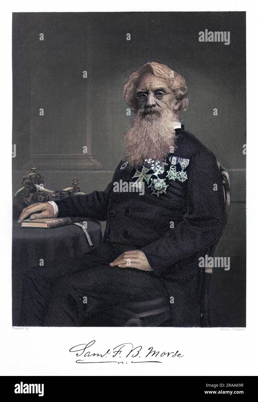 SAMUEL MORSE (1791 - 1872), Scottish-American inventor, with his ...