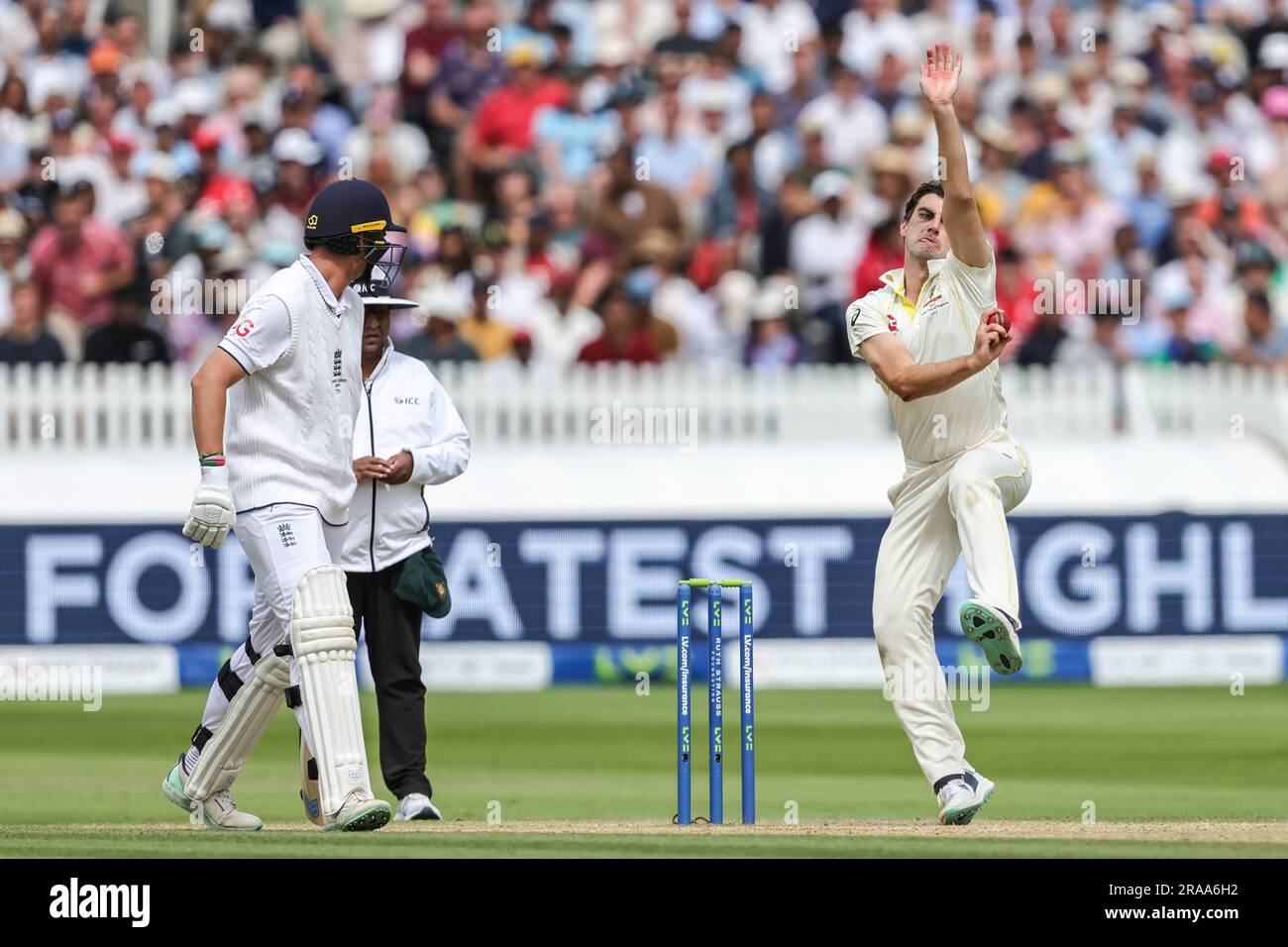 Pat Cummings of Australia delivers a ball during the LV= Insurance ...