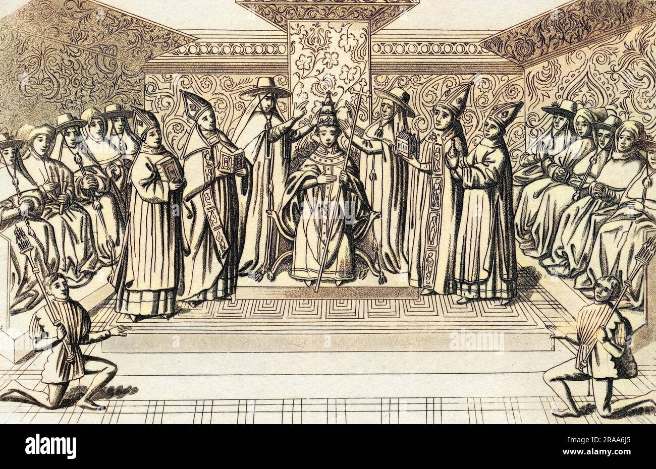 The coronation of pope Bonifacius IX (Pietro Tomacelli) Date: 1389 ...