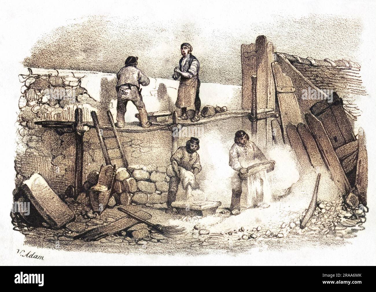 French masons at work Date: circa 1845 Stock Photo - Alamy