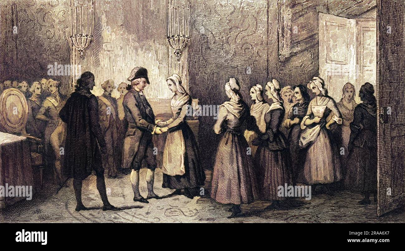 Louis, who has been hunting, hurries back to the chateau at Versailles ...