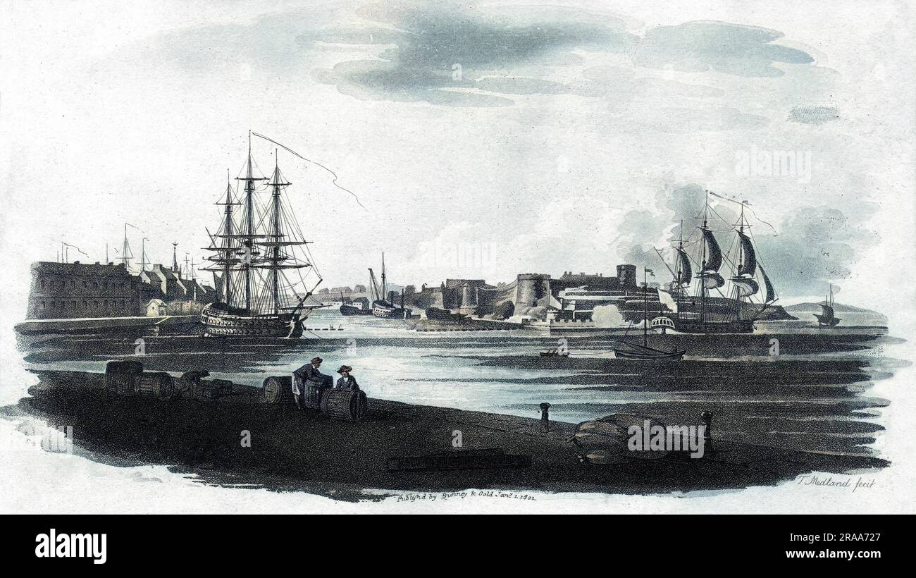 The entrance to the harbour Date: 1801 Stock Photo - Alamy