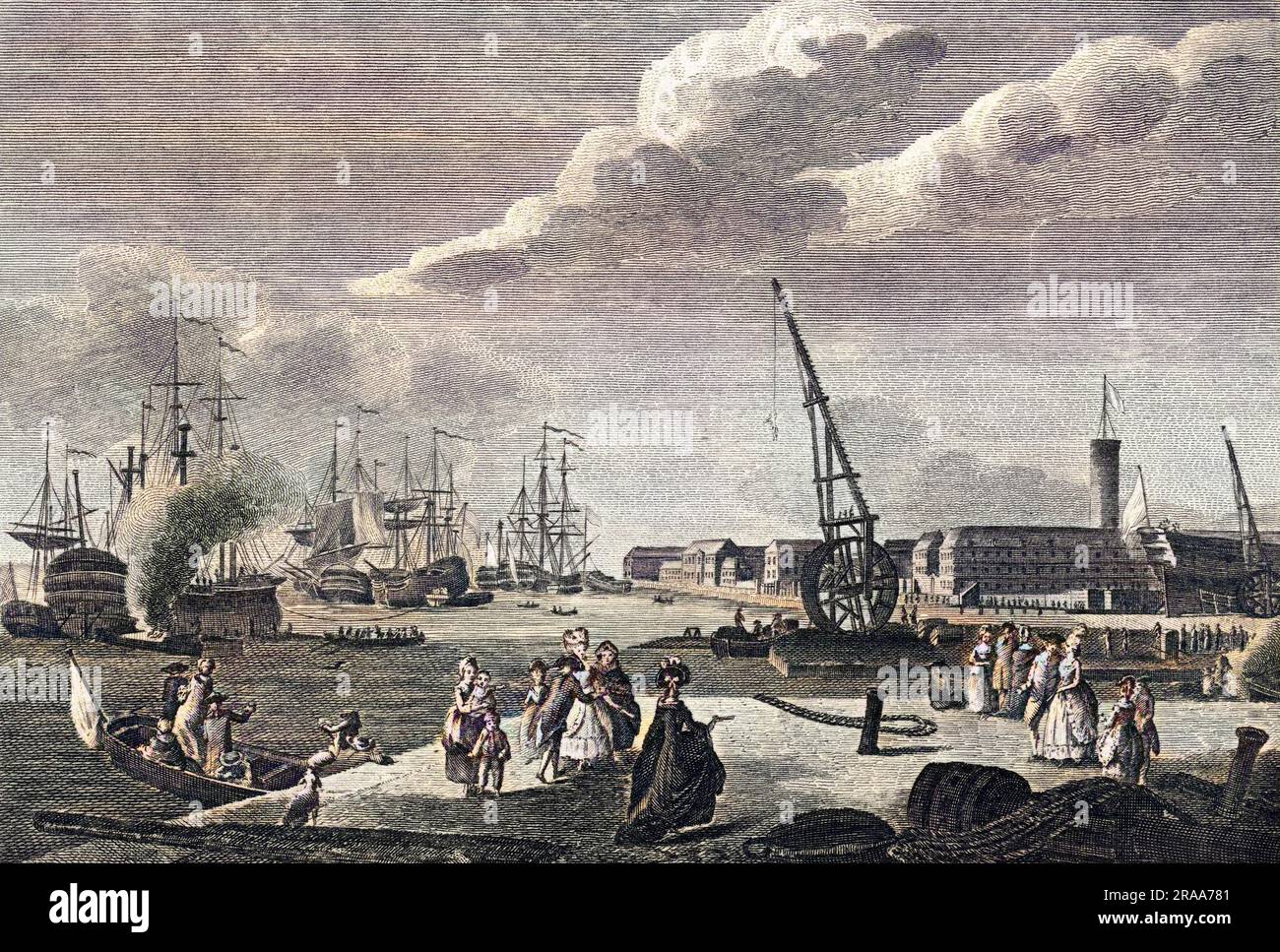 Harbour scene in the Breton port, Date: circa 1770 Stock Photo - Alamy