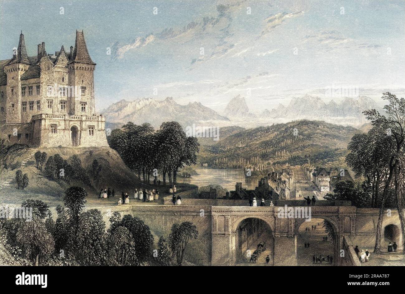 The chateau de Pau, in southeastern France. Date: 1835 Stock Photo - Alamy