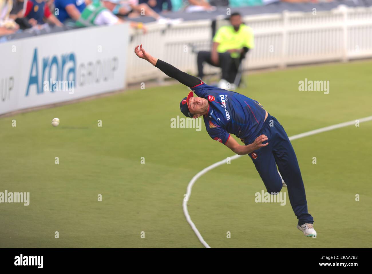 London, UK. 2nd July, 2023. A great effort by Essex's Aaron Beard but ...