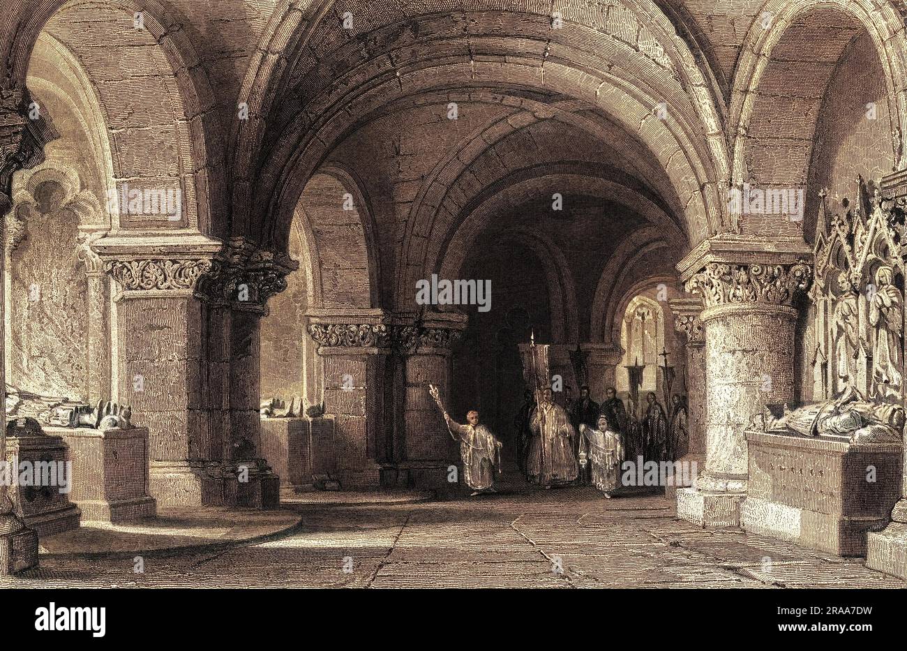 The crypt of the abbey of Saint-Denis where many French royals are ...