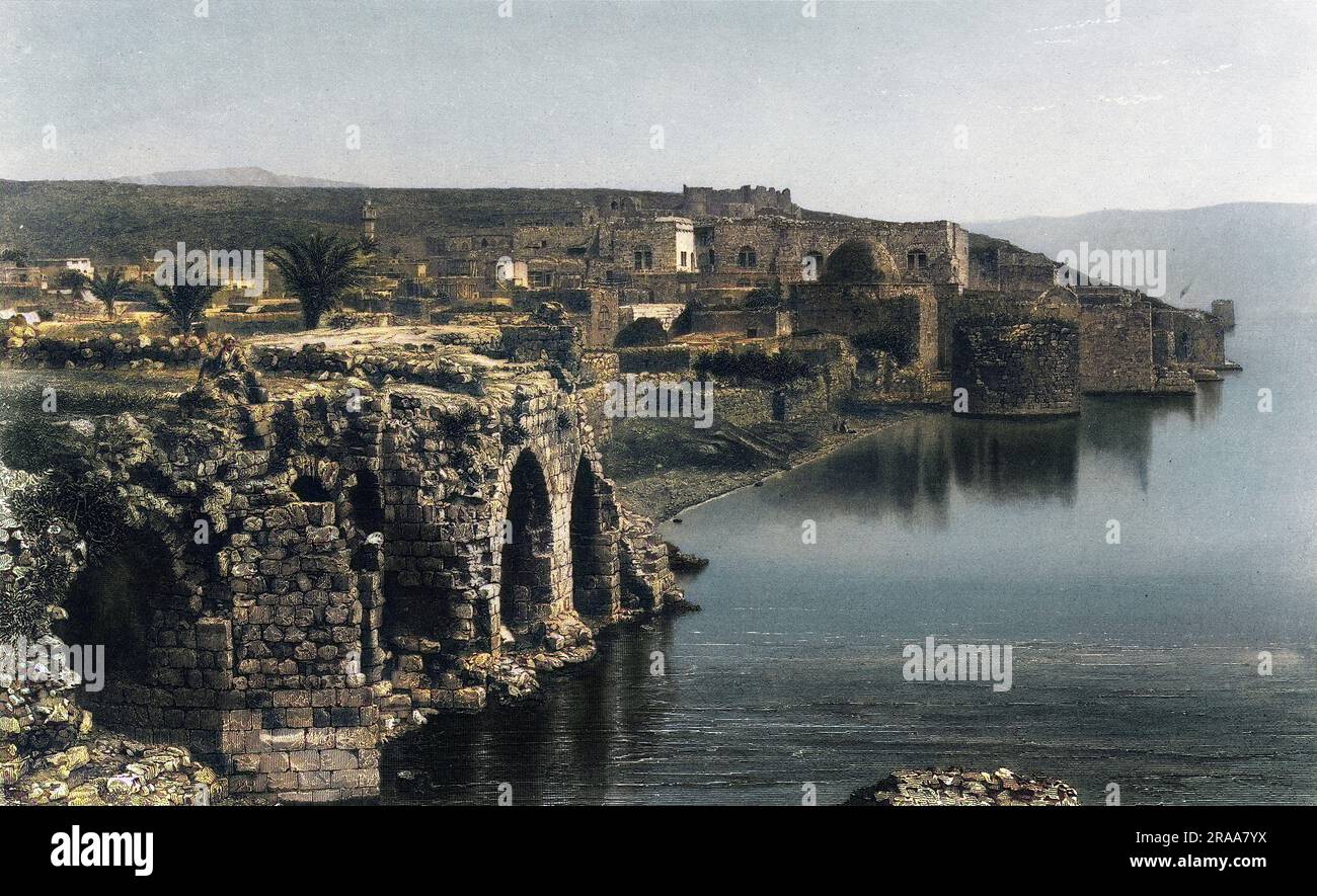 The shores of Lake Tiberias, better known as the Sea of Galilee. Date ...