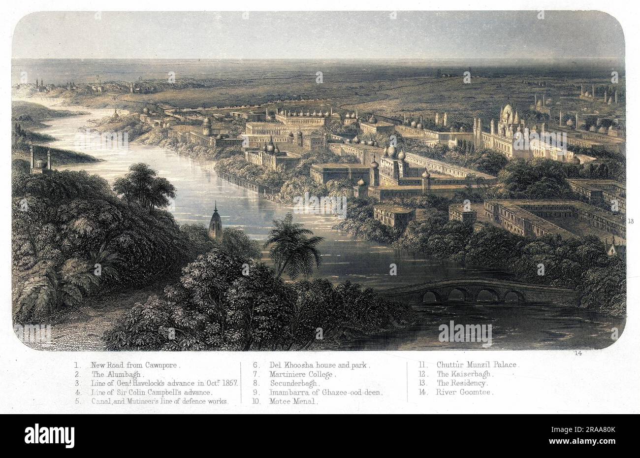 General view of the city on the Gomati River. Date: circa 1850 Stock ...