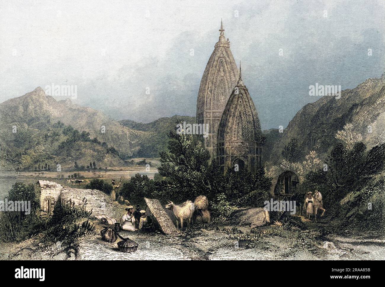 The temple of Mahadeo, in the Siwalik Hills. Date: circa 1840 Stock ...