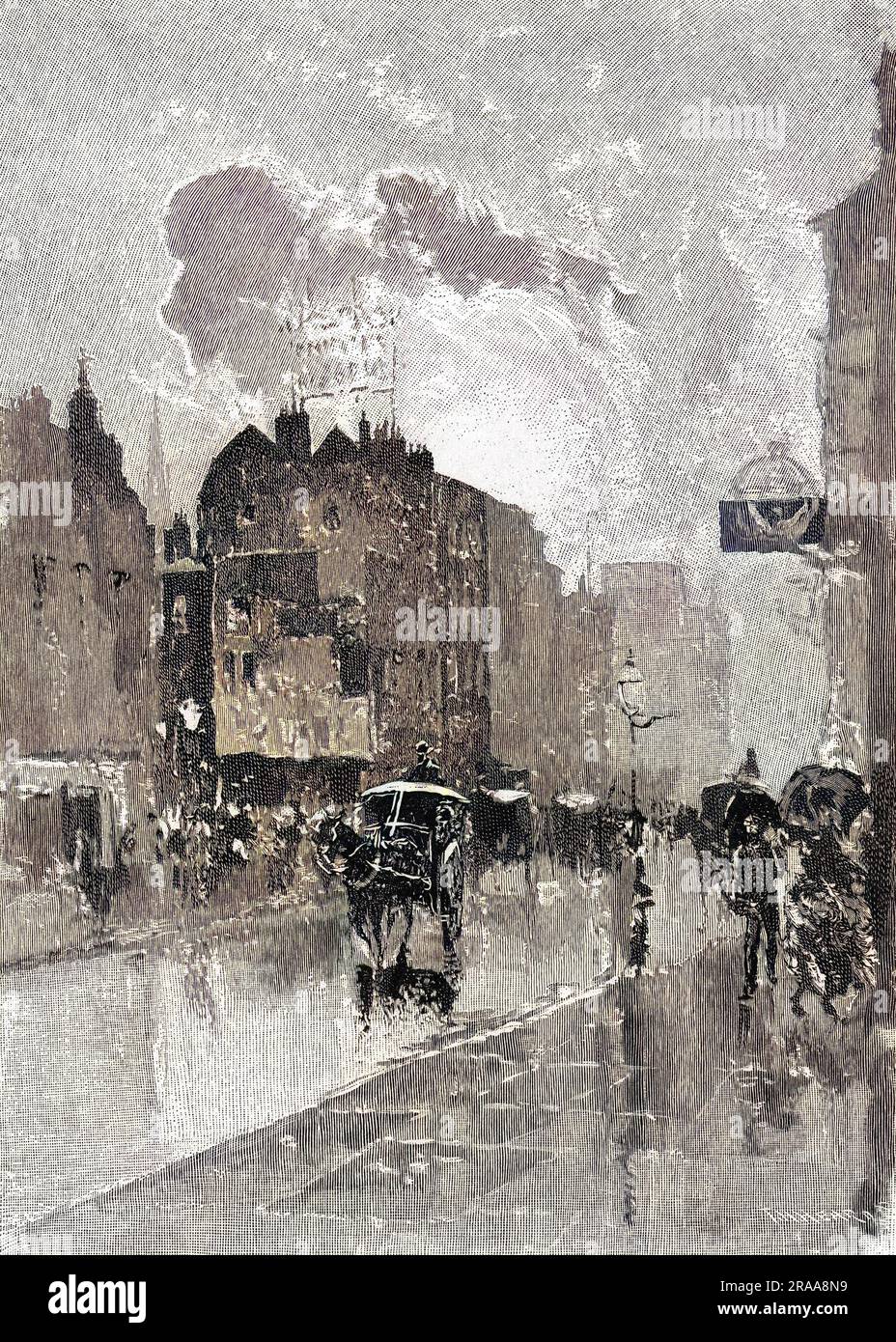 Sunset along Oxford Street. Date: 1888 Stock Photo - Alamy