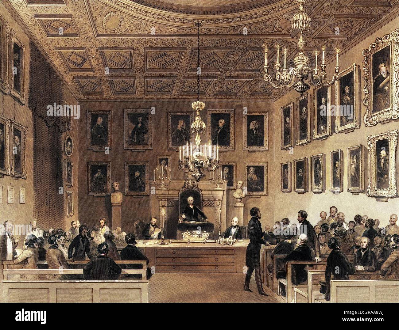 A meeting of the Royal Society in old Somerset House. Date: 1841 Stock ...