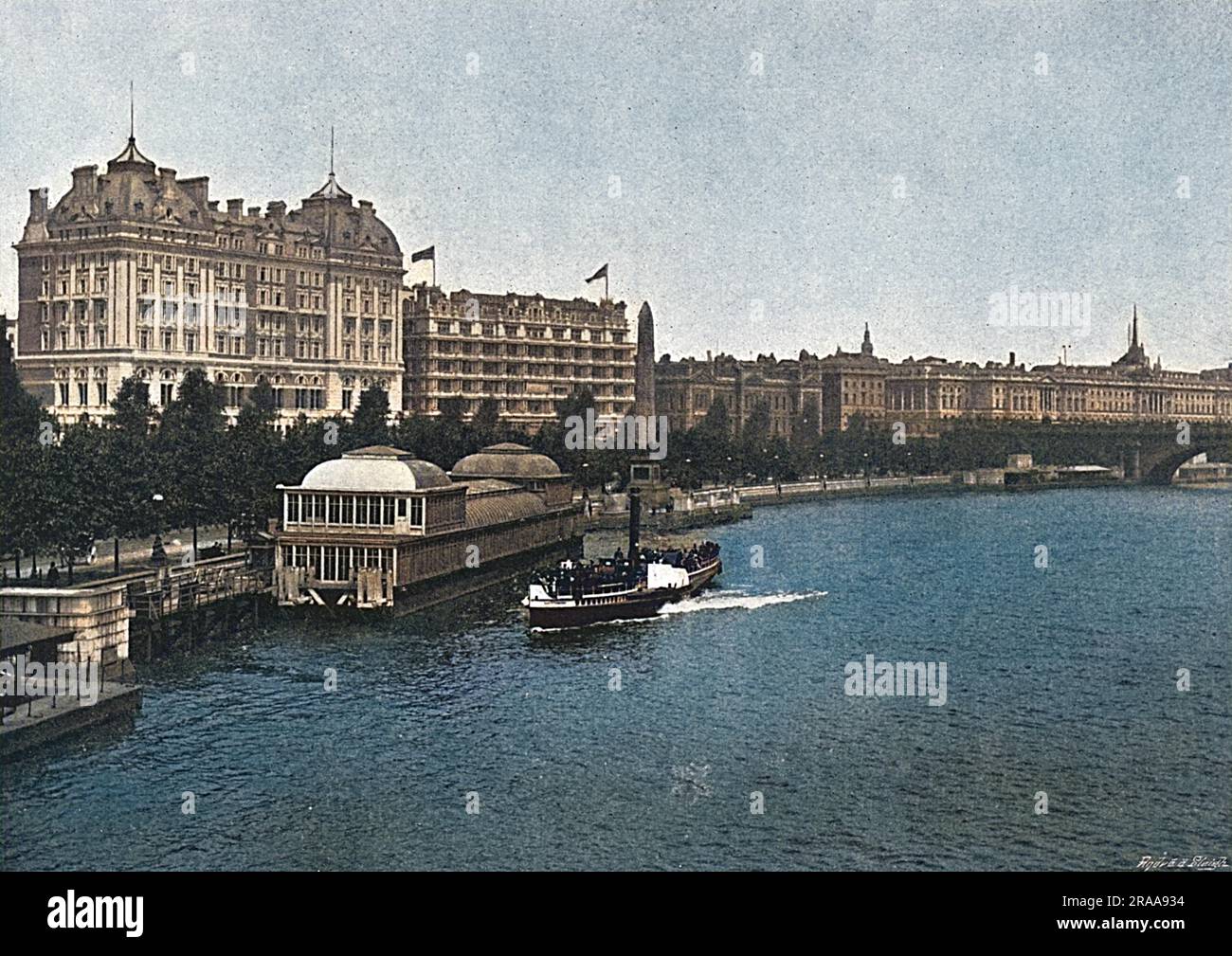 The Embankment, showing the Savoy Hotel and Cleopatra's Needle. Date ...