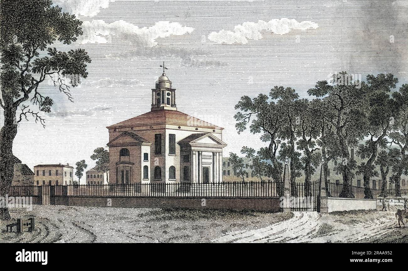 Paddington church in a rural setting. Date: circa 1750 Stock Photo - Alamy