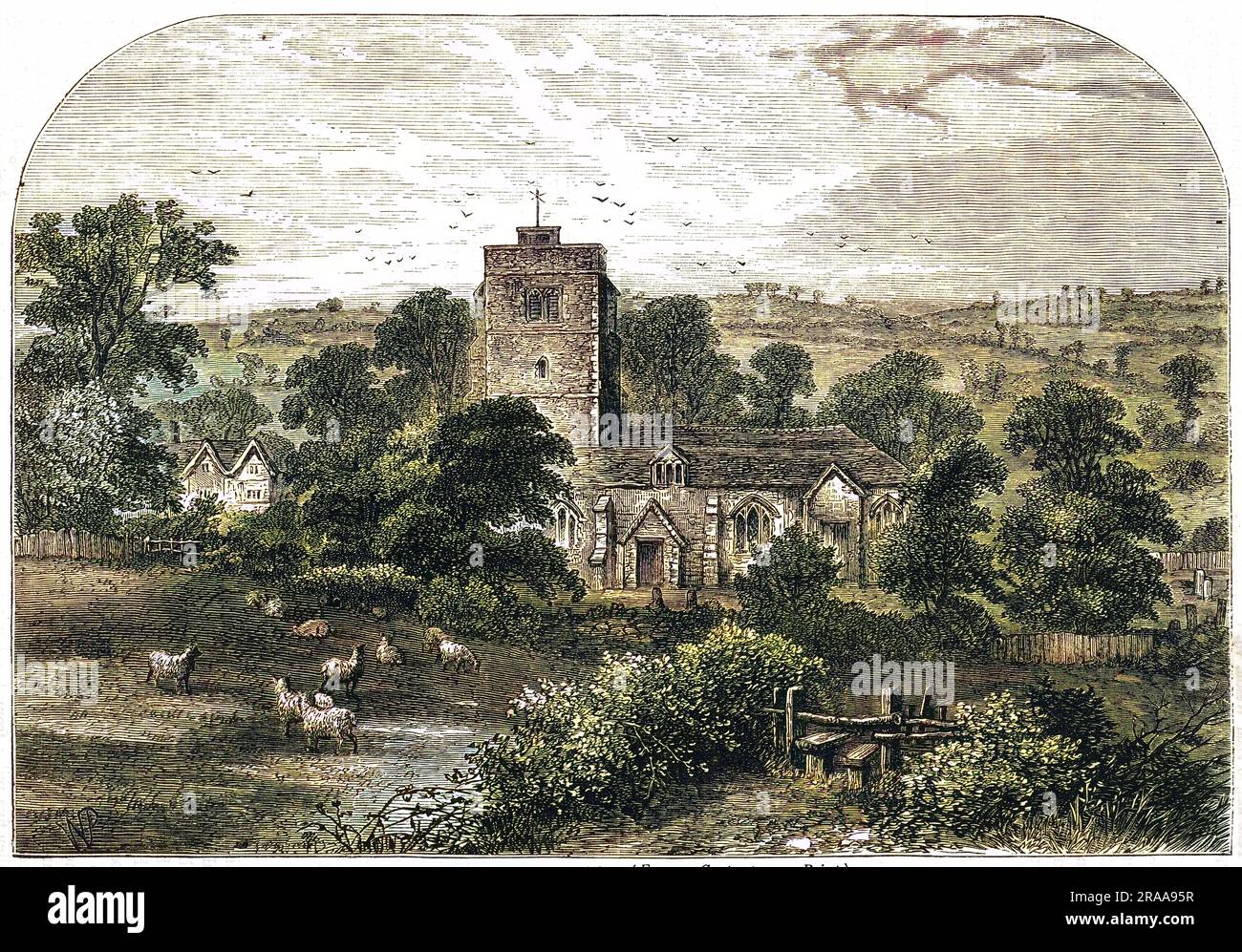 Hornsey Church in the 18th century Date: 1750 Stock Photo - Alamy