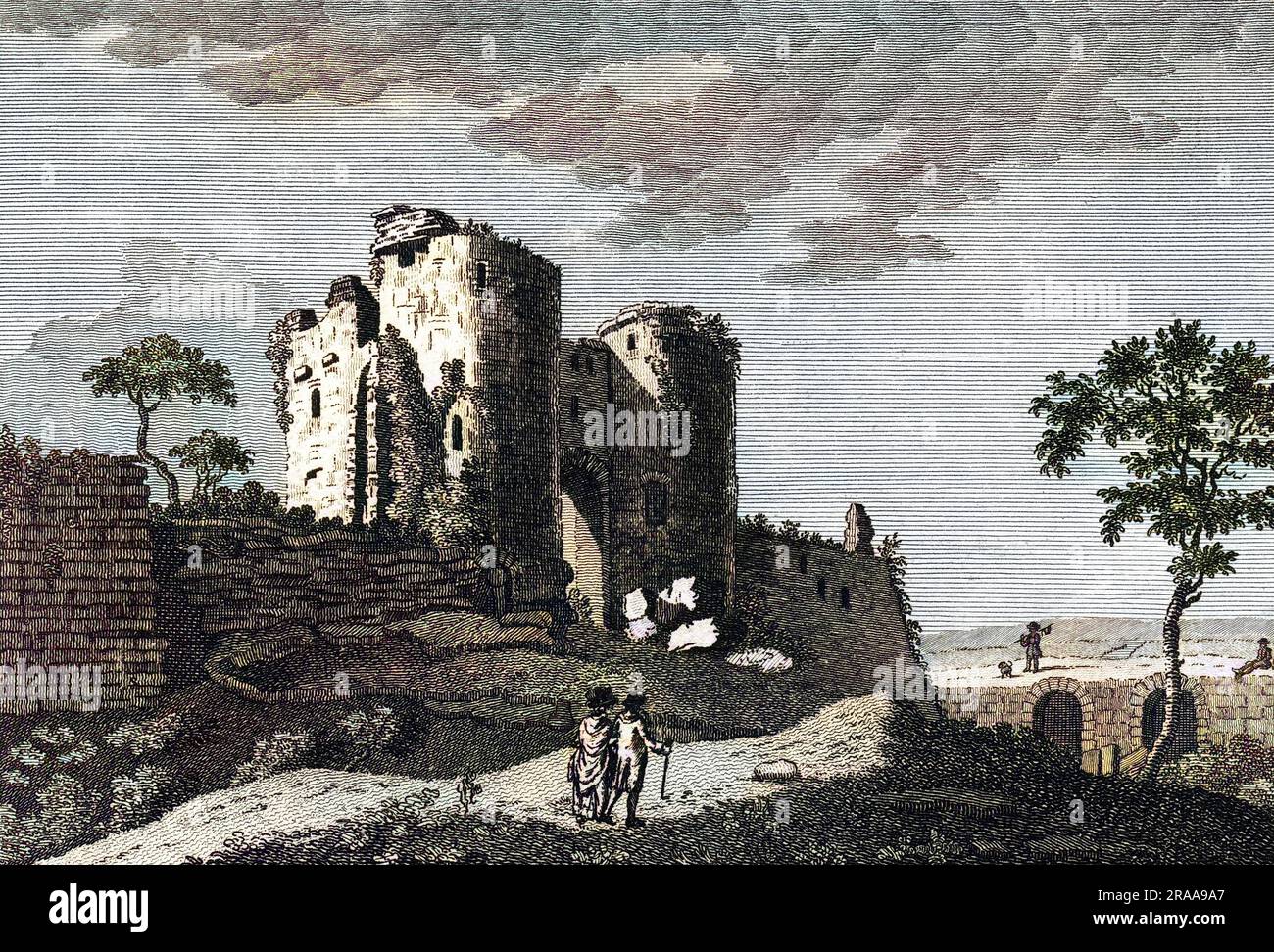 The ruins of Beeston Castle, Cheshire. Date: circa 1770 Stock Photo - Alamy