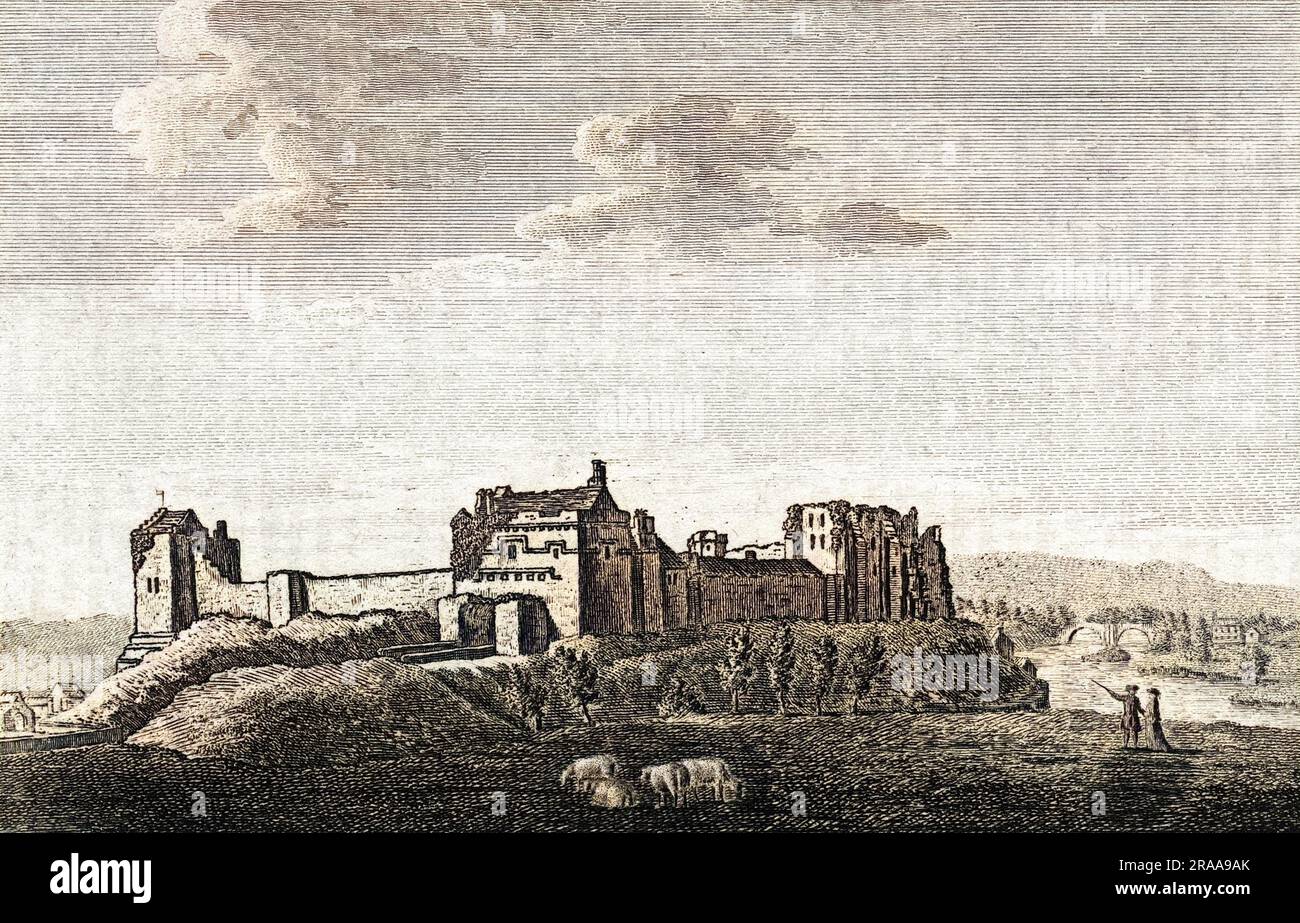 The ruins of Cockermouth castle, Cumbria. Date: circa 1780 Stock Photo ...