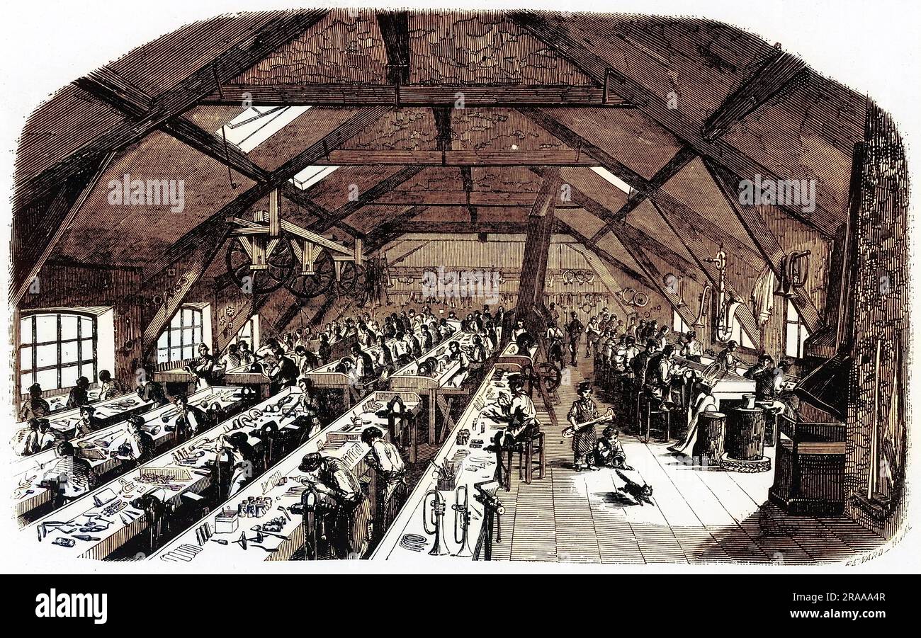 The musical instrument factory of Adolphe Sax, inventor of the ...