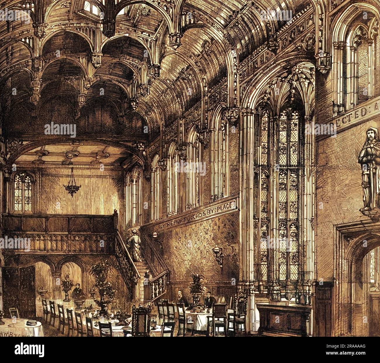 Interior of the Banqueting Hall in Crosby Hall, City of London. Date ...