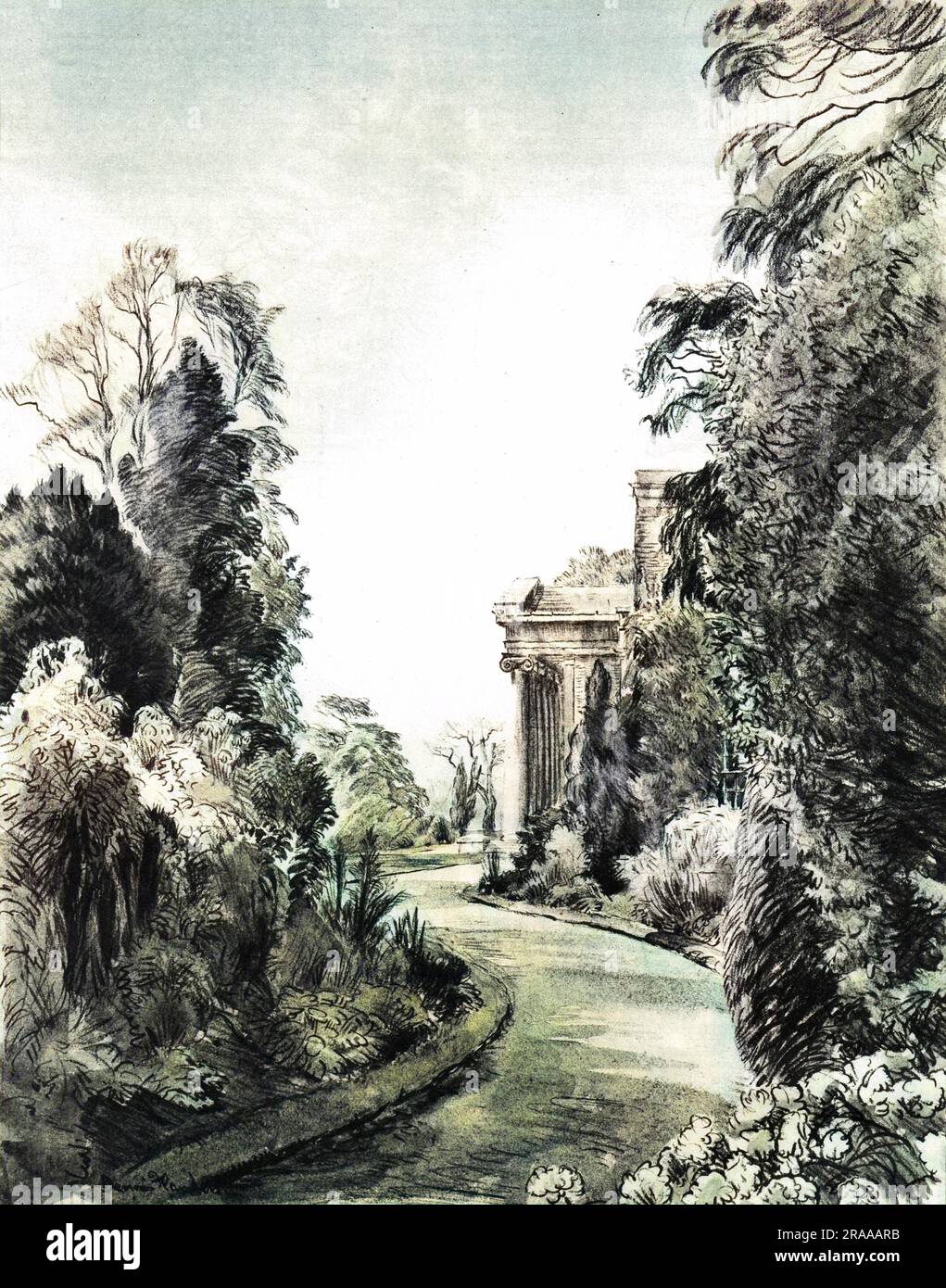 A view of the Portico, and Head Master's Lawn, at Mill Hill School ...