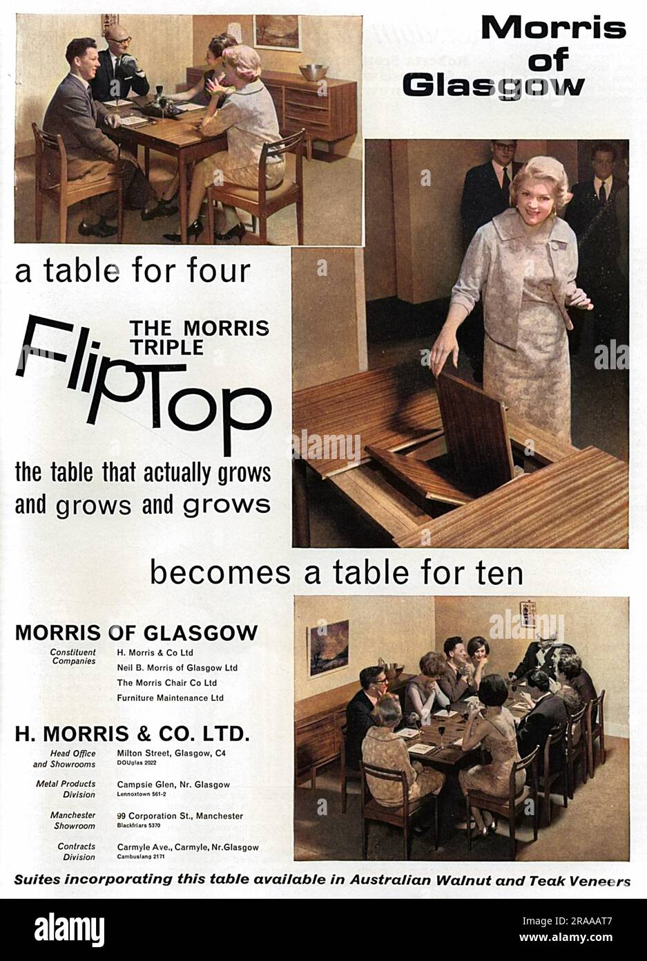 The Morris Triple Fliptop table, 'the table that actually grows and ...