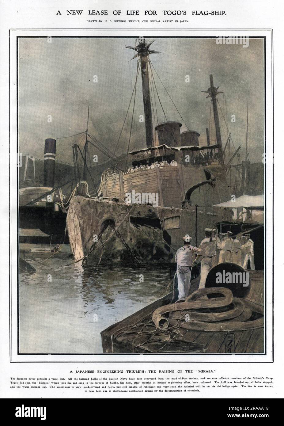 Togo's flagship, the Mikasa, which sank in the harbour of Sasebo is ...