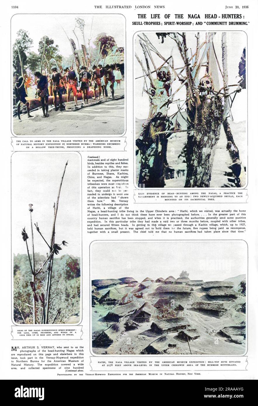 Mr A. S. Vernay visited a village of the head-hunting Burmese Nagas ...