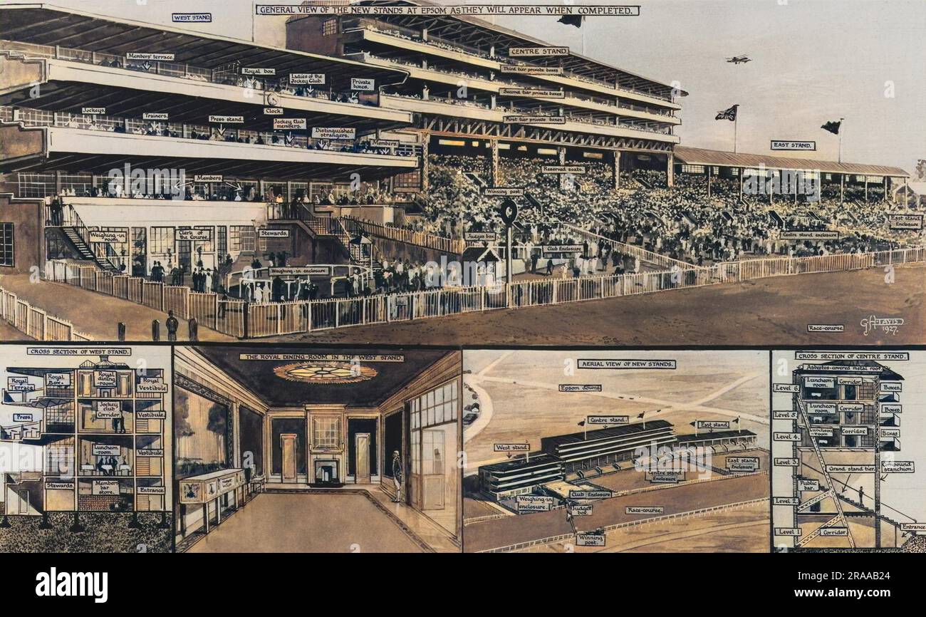 A diagram of the newest grand stand at the Epsom race-course in Surrey ...