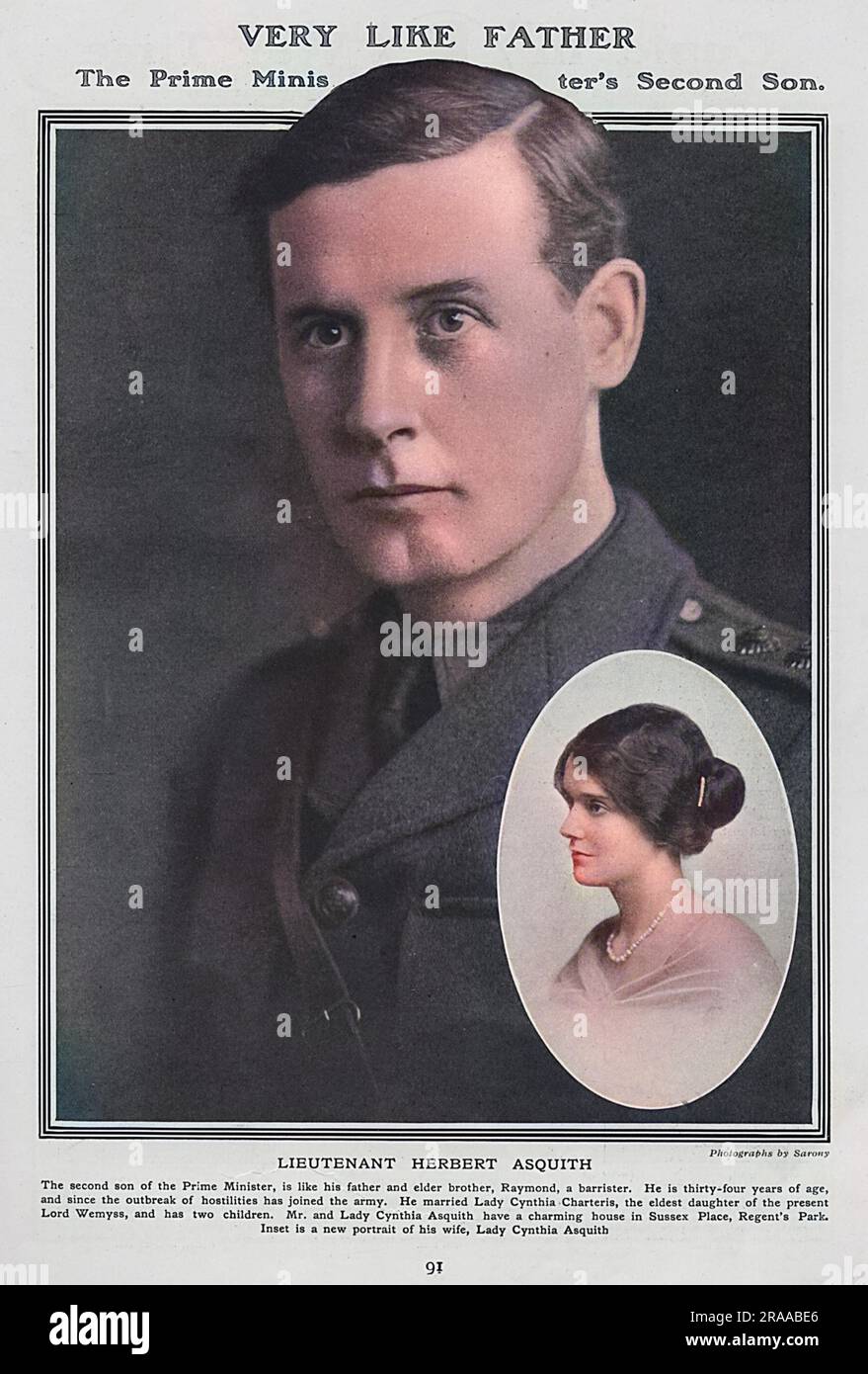 Herbert Asquith (1881 - 1947), poet, novelist and lawyer, second son of ...