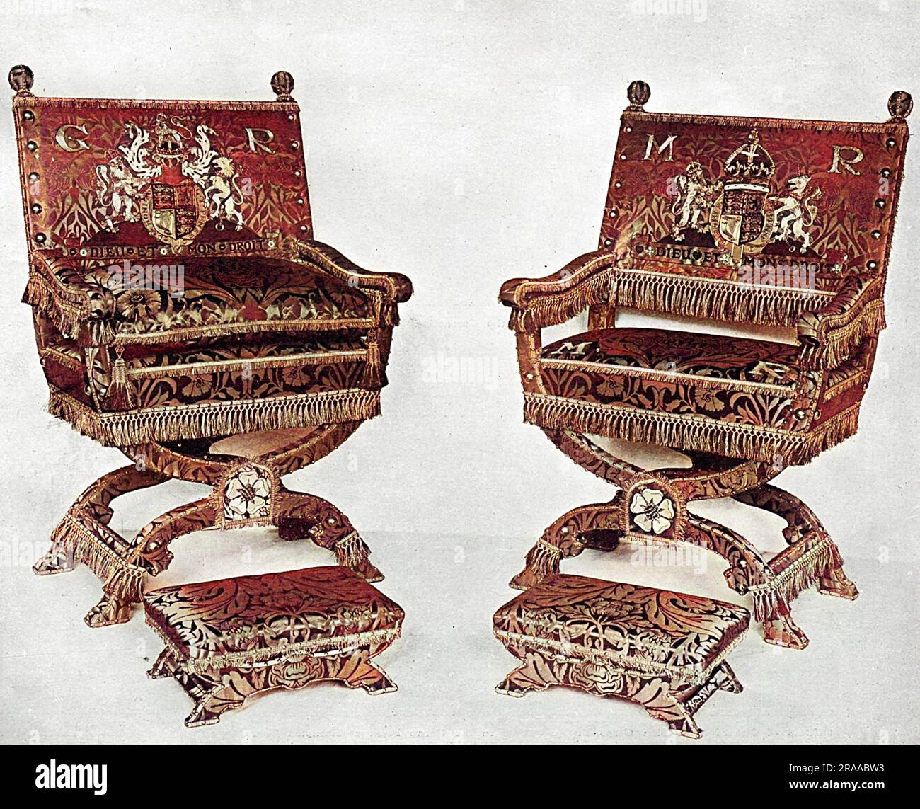 The thrones used for the enthronisation stage of the ceremony during ...