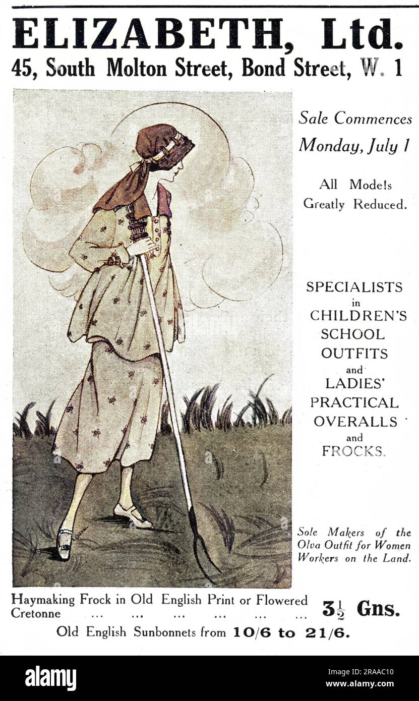 Advertisement for Elizabeth Ltd of South Molton Street, London ...