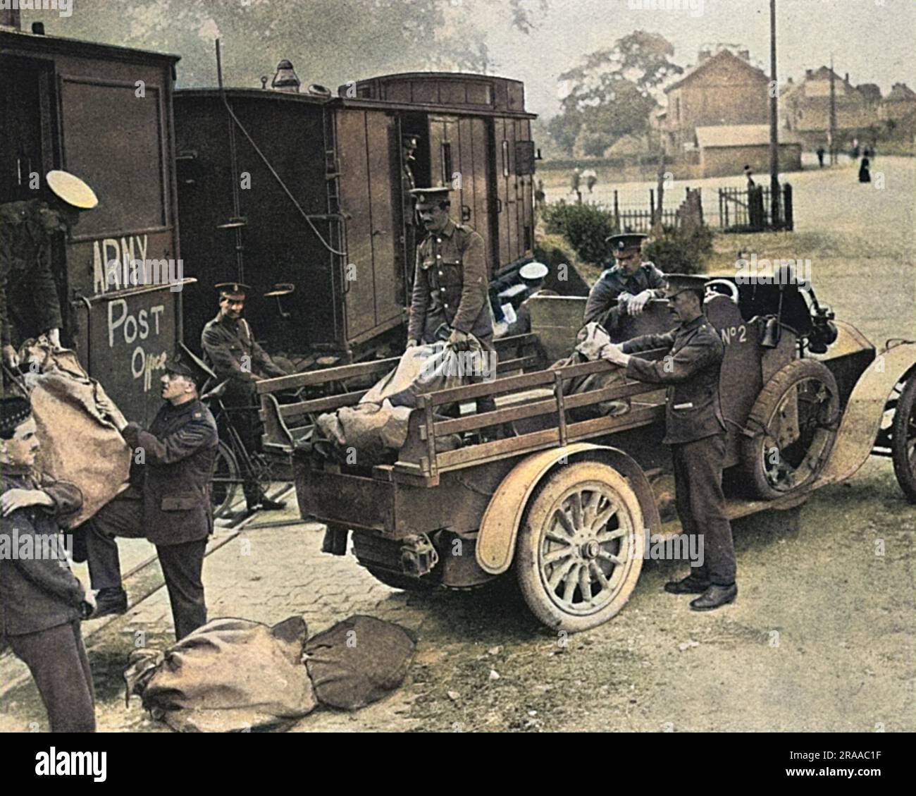 The arrival of mail at a British outpost station in France during the ...