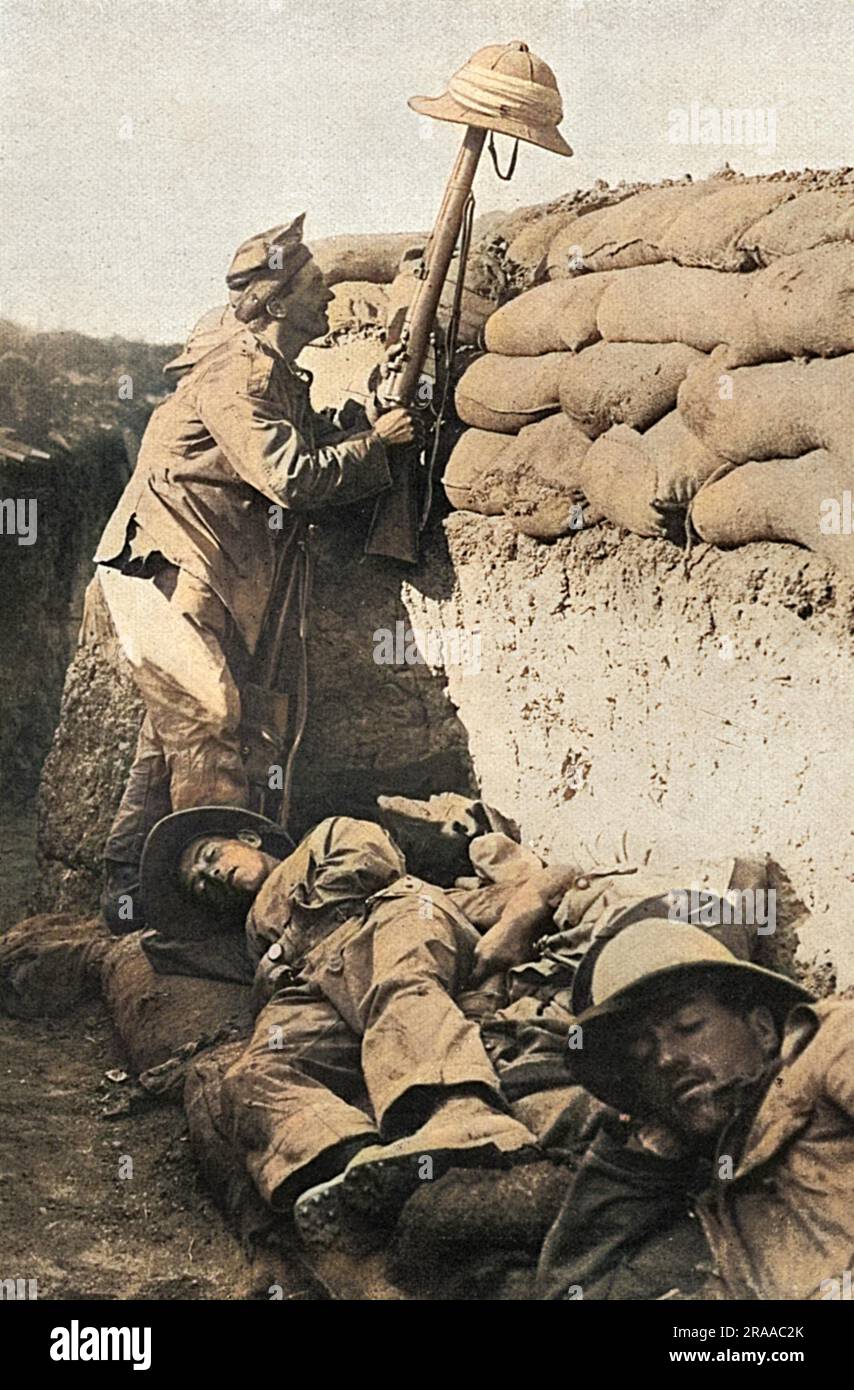 An Irishman in a trench during the Dardanelles teases the Turkish enemy ...